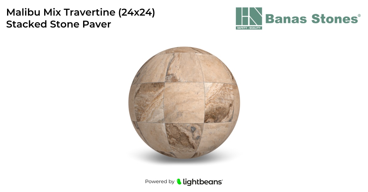 Malibu Mix Travertine (24x24) Stacked Stone Paver Texture from Banas ...