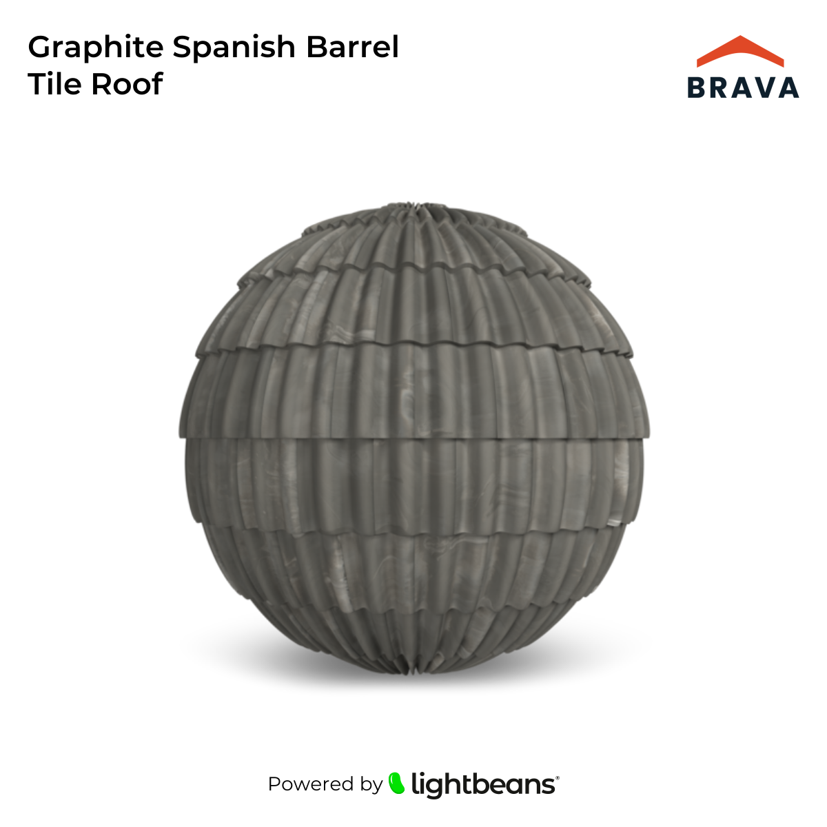 Graphite Spanish Barrel Tile Roof Texture from Brava Roof Tile | Lightbeans