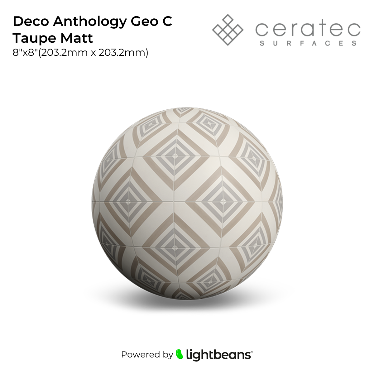 Deco Anthology Geo C Taupe Matt (8x8) Texture from Ceratec | Lightbeans