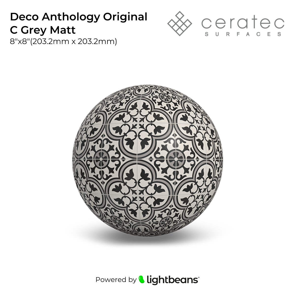 Deco Anthology Original C Grey Matt (8x8) Texture from Ceratec | Lightbeans