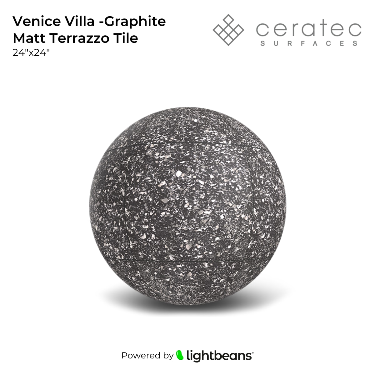 Venice Villa -Graphite Matt Terrazzo Tile Texture from Ceratec | Lightbeans
